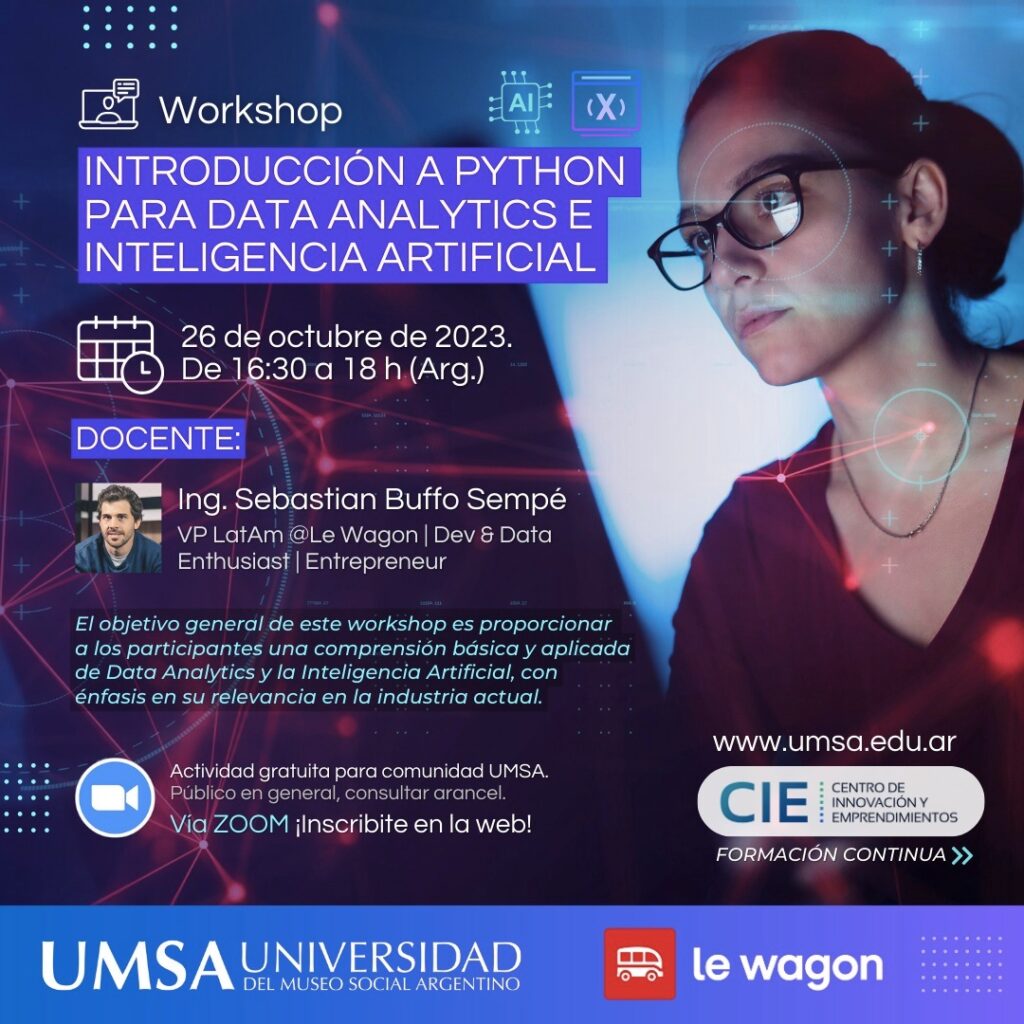 26/10 16.30 A 18HS. WORKSHOP "INTRODUCCIÓN A PYTHON PARA DATA ANALYTICS E INTELIGENCIA ...